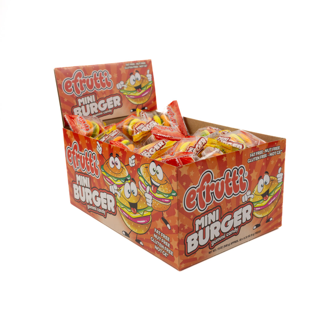 Efrutti Mini Burger Gummi Candy 60 Pieces – Sweet Sour & Spicy